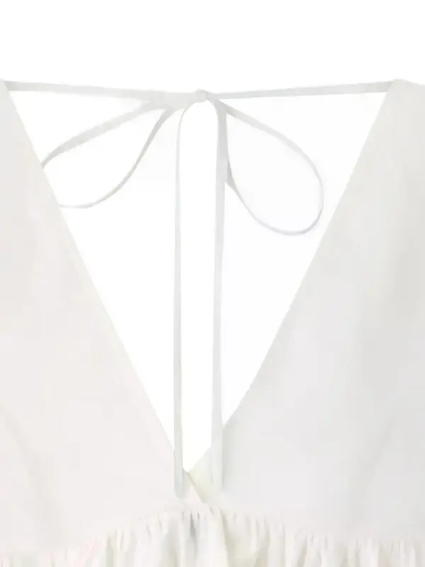 Pinko Crop Top With Ruffle And Ties - White
