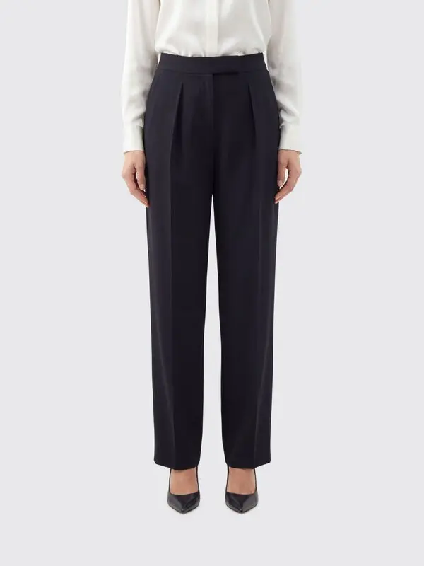 Patrizia Pepe Wide Leg Trousers With Contrast Piping - Black