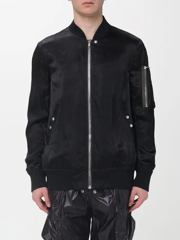 Rick Owens Cupro And Virgin Wool Bomber Jacket - Black