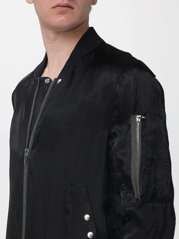 Rick Owens Cupro And Virgin Wool Bomber Jacket - Black