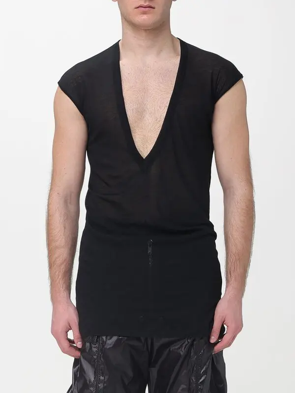 Rick Owens V-neck Cotton T-shirt - Black