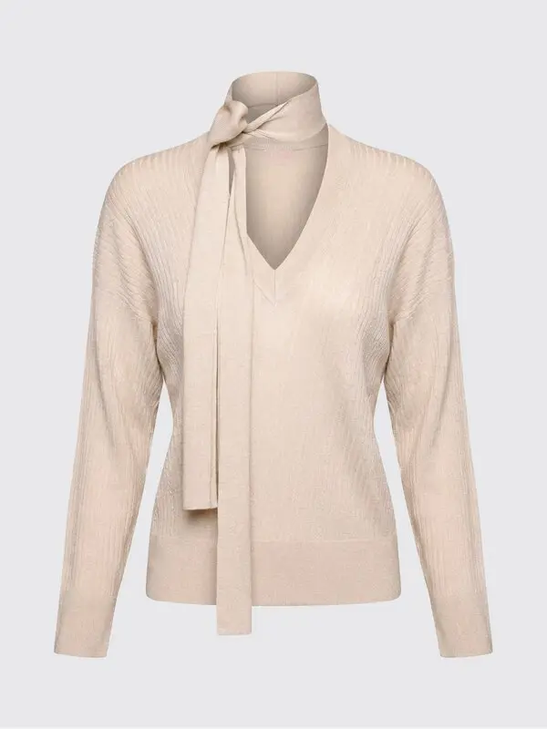 Liu Jo Viscose Blend Pullover With Pussybow Collar
