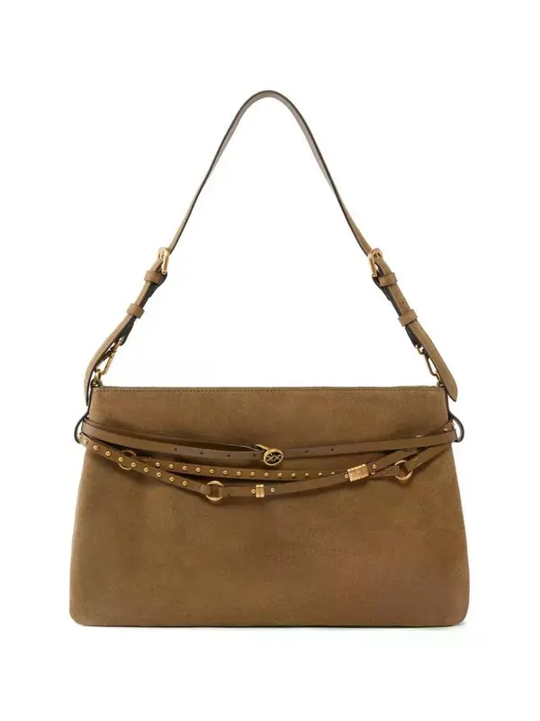 Pinko Studded Strap Shoulder Bag - Brown