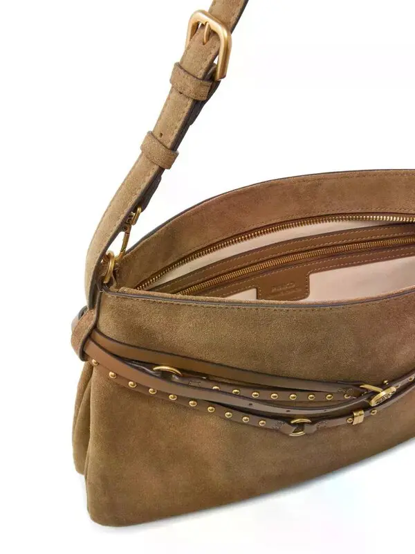 Pinko Studded Strap Shoulder Bag - Brown