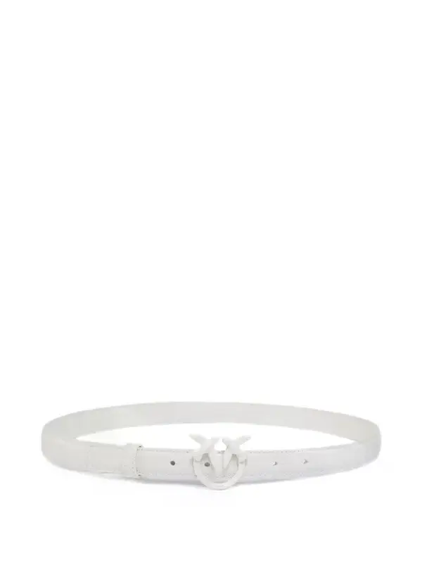 Pinko Thin Love Birds Leather Belt - White