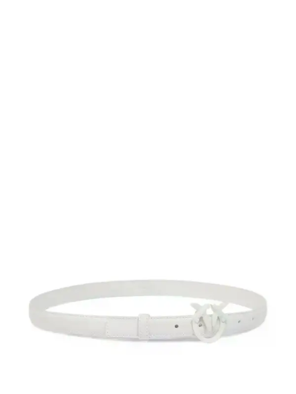 Pinko Thin Love Birds Leather Belt - White