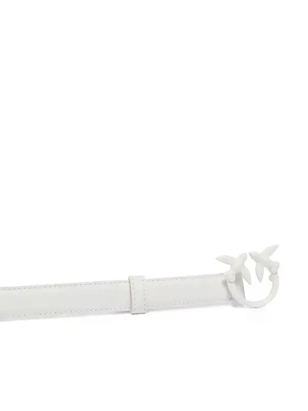 Pinko Thin Love Birds Leather Belt - White