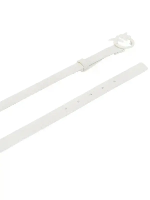 Pinko Thin Love Birds Leather Belt - White