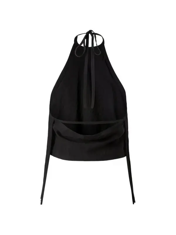 Pinko Fringed Halter Top - Black
