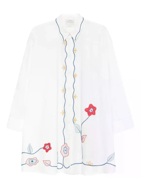 FORTE_FORTE Floral Embroidered Dress - White