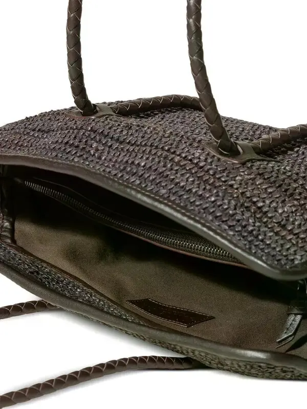 Hereu Leather-framed Raffia Shoulder Bag - Brown