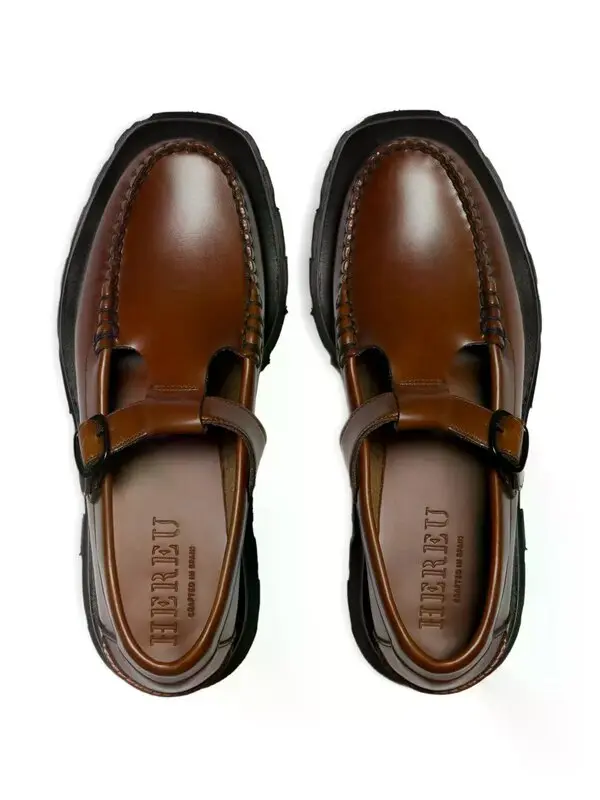 Hereu T-bar Tread Sole Loafers - Brown