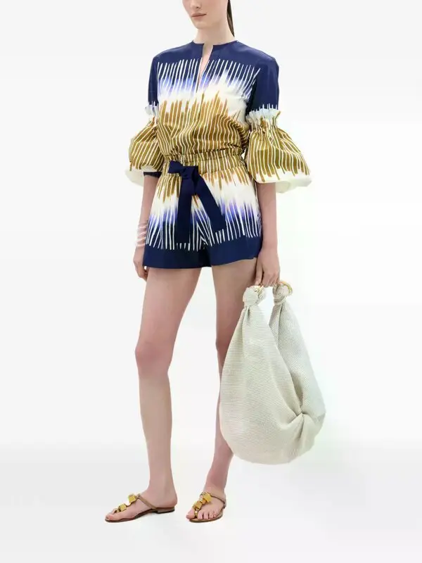 Silvia Tcherassi Giorgio Abstract Tie Mini Shorts - Neutrals