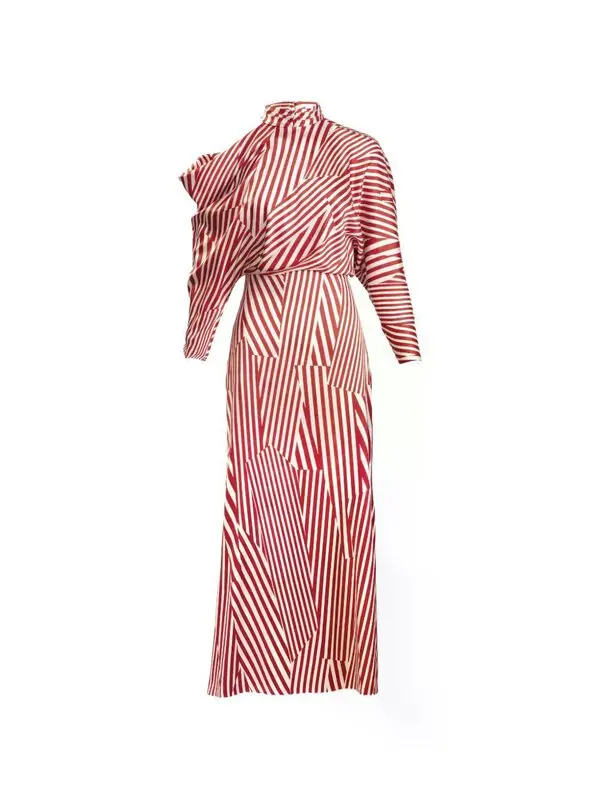 Silvia Tcherassi Lisa Striped Midi Dress - Red