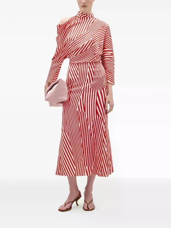 Silvia Tcherassi Lisa Striped Midi Dress - Red