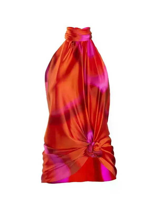 Silvia Tcherassi Dita Abstract-print Halterneck Blouse