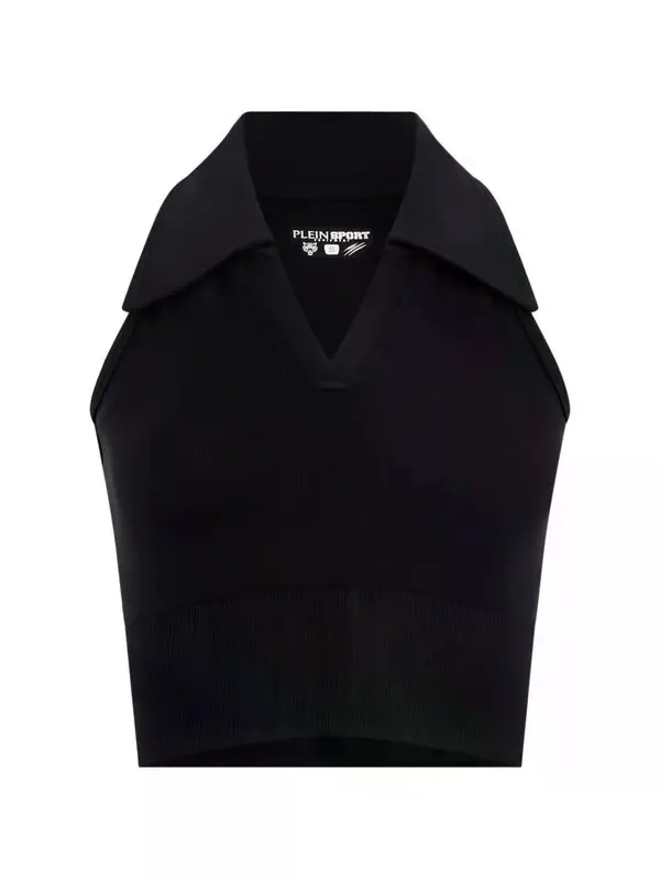 PLEIN SPORT Pointed-collar Sleeveless Crop Top