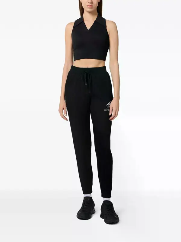 PLEIN SPORT Pointed-collar Sleeveless Crop Top