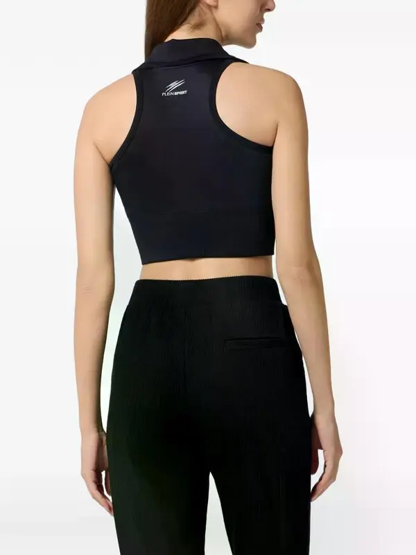 PLEIN SPORT Pointed-collar Sleeveless Crop Top