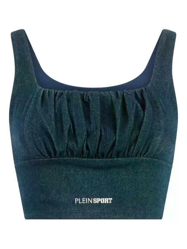 PLEIN SPORT Gathered Denim Top