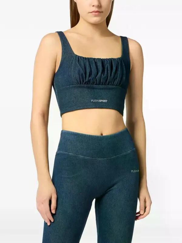 PLEIN SPORT Gathered Denim Top