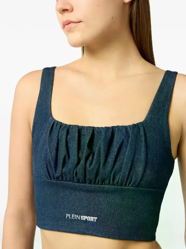 PLEIN SPORT Gathered Denim Top