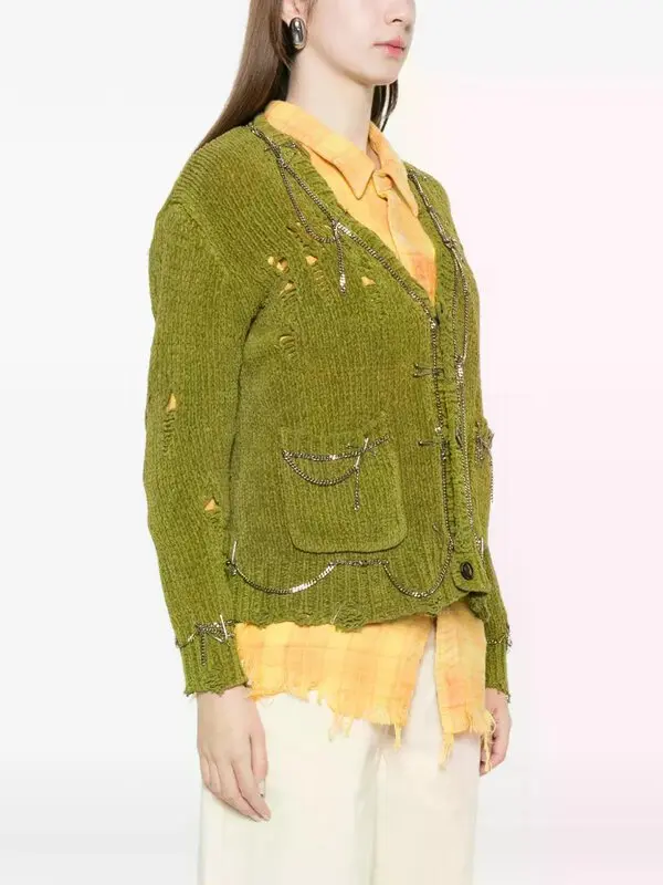 R13 Pins Chains Cardigan - Green