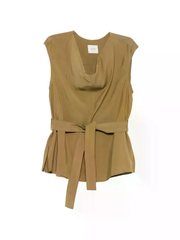 ALYSI Sleeveless Belted Top - Brown