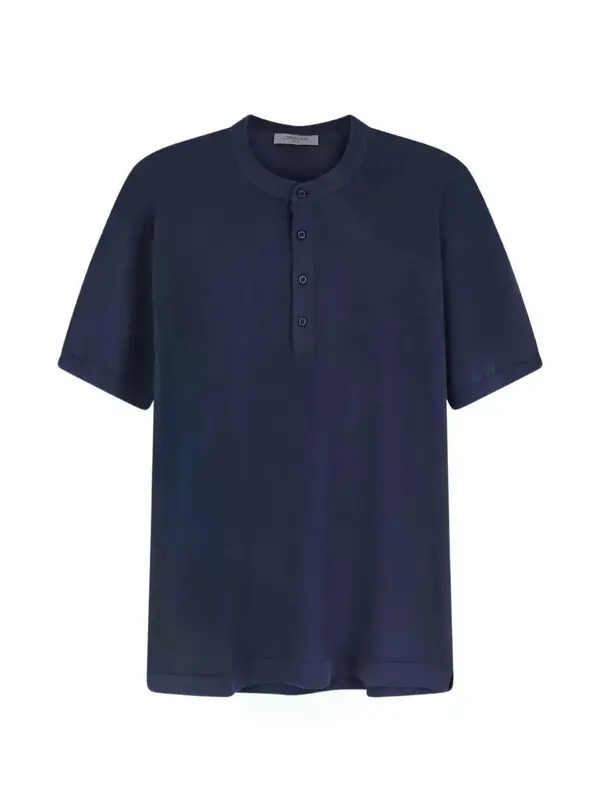 Corneliani Collarless Polo Shirt - Blue