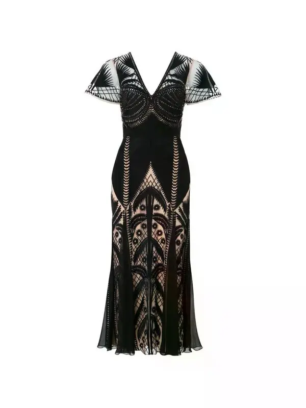 TEMPERLEY LONDON Giselle Geometric Print Dress - Black