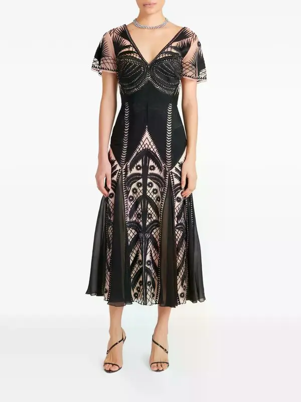 TEMPERLEY LONDON Giselle Geometric Print Dress - Black