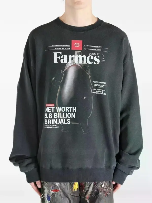 Buy DOUBLET Magazine Cover Printed Sweatshirt - Grey At 29% Off