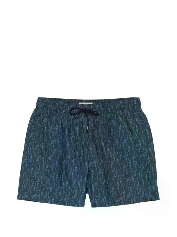 Canali Printed Drawstring Swim Shorts - Blue