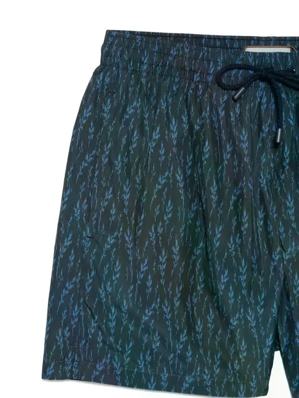 Canali Printed Drawstring Swim Shorts - Blue