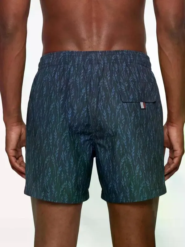 Canali Printed Drawstring Swim Shorts - Blue
