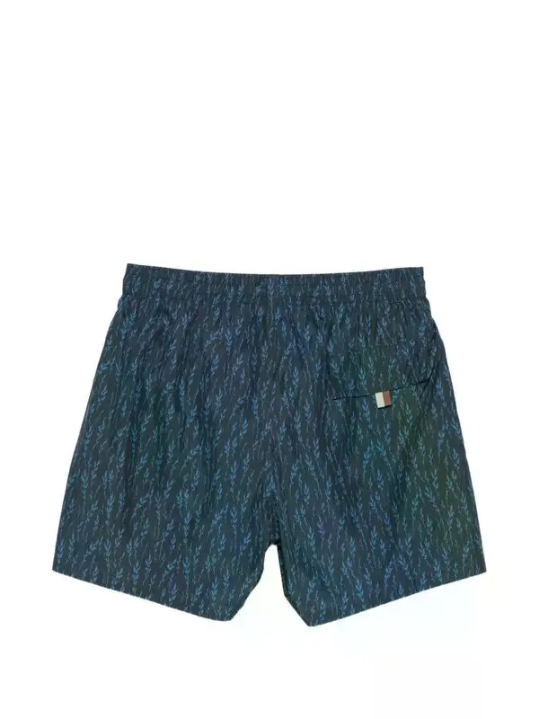 Canali Printed Drawstring Swim Shorts - Blue