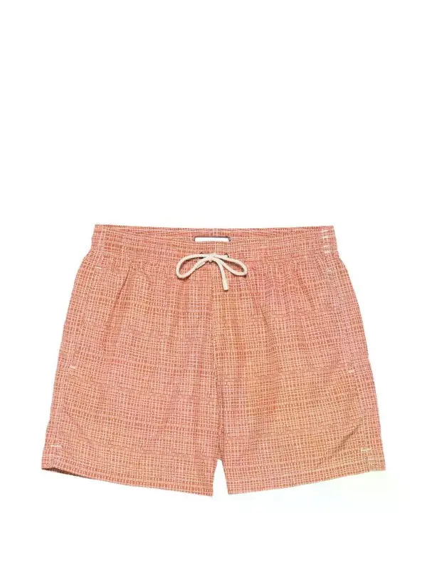 Canali Textured Swim Shorts - Brown