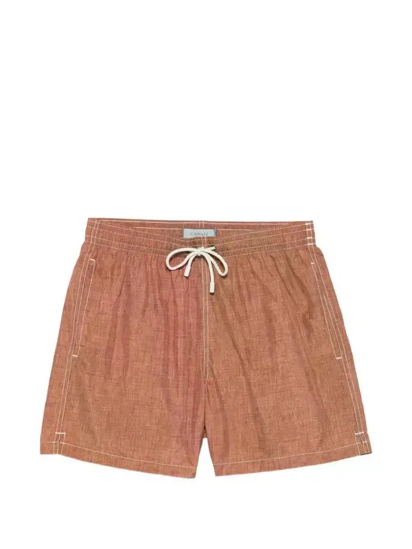 Canali Drawstring Stitch Swim Shorts - Brown