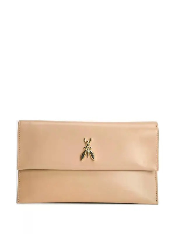 Patrizia Pepe Clutch Bag With Logo Detail - Neutrals