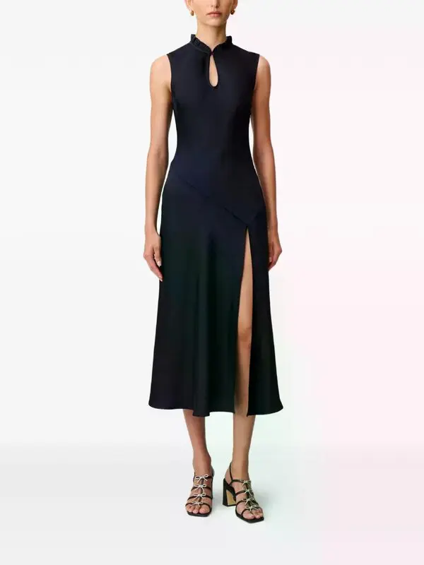 Claudie Pierlot Sleeveless Victorian Collar Midi Dress - Blue