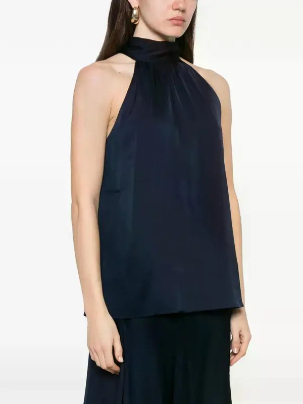 NOUVELLE SILK95FIVE Halterneck Blouse - Blue