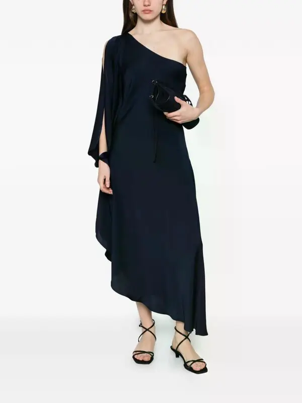 NOUVELLE SILK95FIVE Ritz One-shoulder Dress - Blue