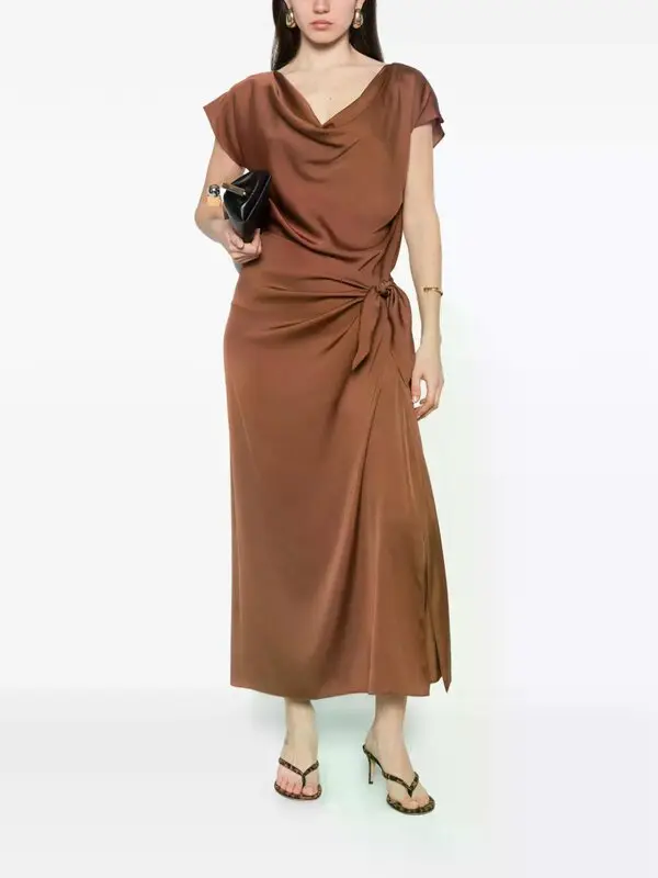 NOUVELLE SILK95FIVE Pencil Midi Skirt - Brown