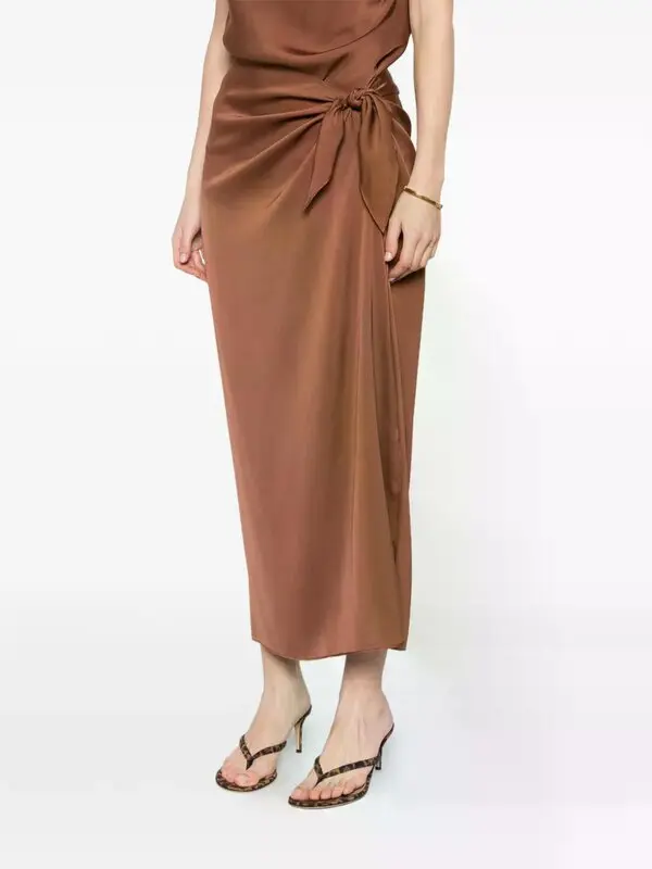 NOUVELLE SILK95FIVE Pencil Midi Skirt - Brown