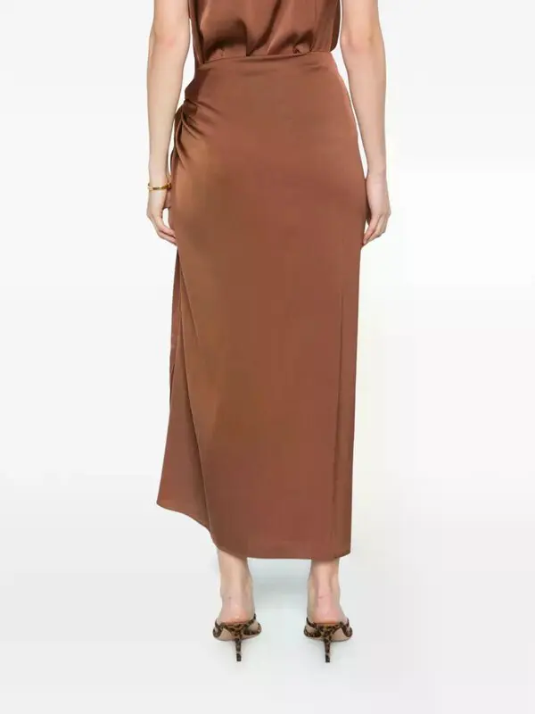 NOUVELLE SILK95FIVE Pencil Midi Skirt - Brown