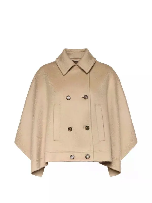 Max Mara Double-breasted Cashmere Cape - Neutrals
