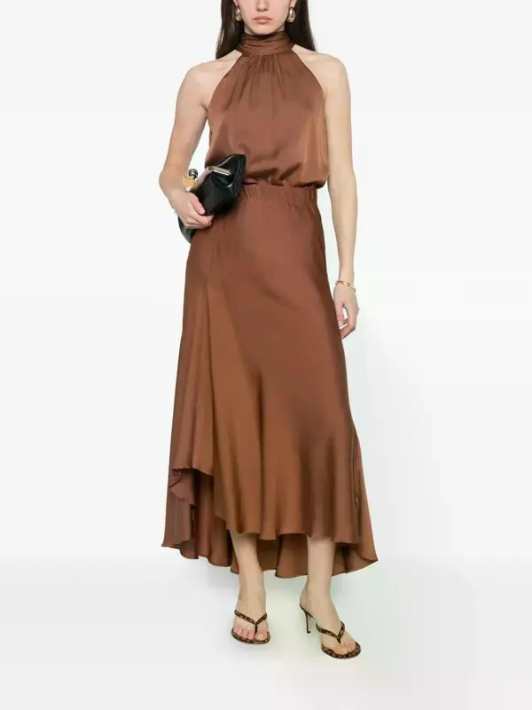 NOUVELLE SILK95FIVE Villette Halterneck Blouse - Brown