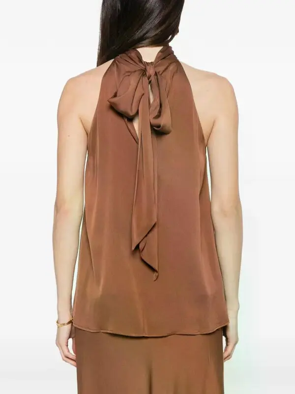 NOUVELLE SILK95FIVE Villette Halterneck Blouse - Brown