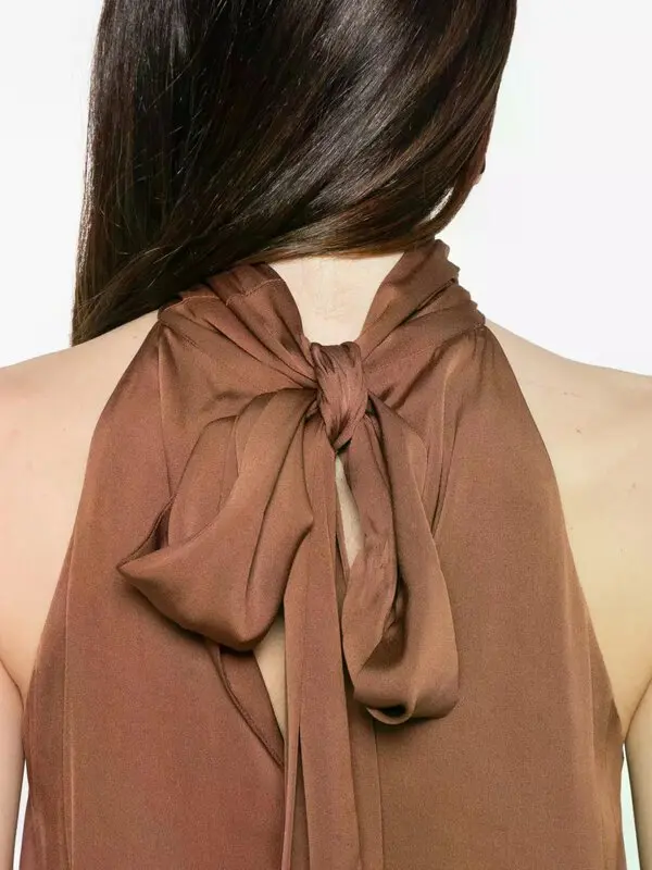 NOUVELLE SILK95FIVE Villette Halterneck Blouse - Brown