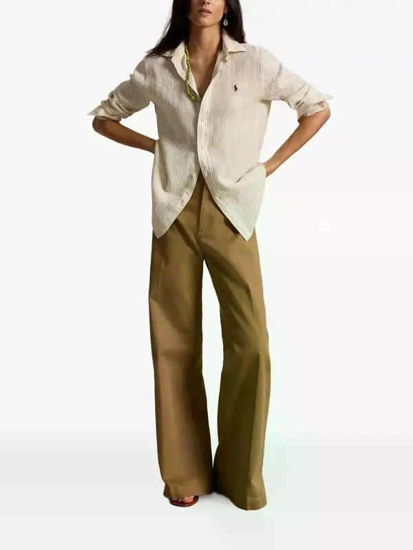 Polo Ralph Lauren Classic Fit Striped Linen Shirt - Neutrals